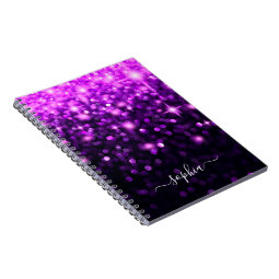 Glam Purple Glitter Sparkle Stars Notebook | Zazzle