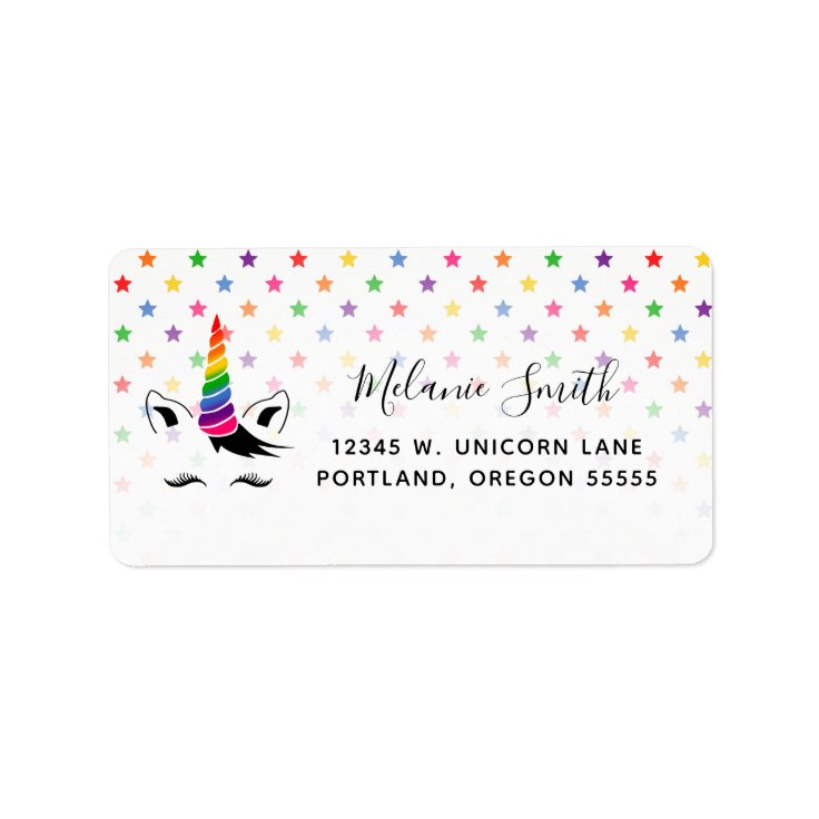 Glam Rainbow Unicorn Label | Zazzle