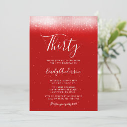 Glam Red 30th Birthday Invitation | Zazzle