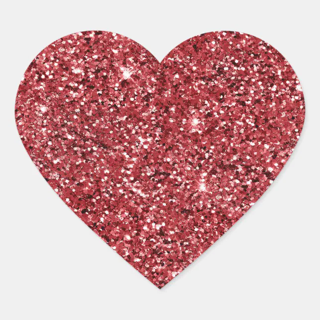 Glam Red Glitter Heart Sticker | Zazzle