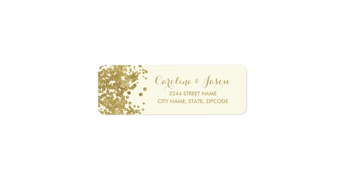 Glam Return Address Labels | Chic Faux Gold Foil | Zazzle