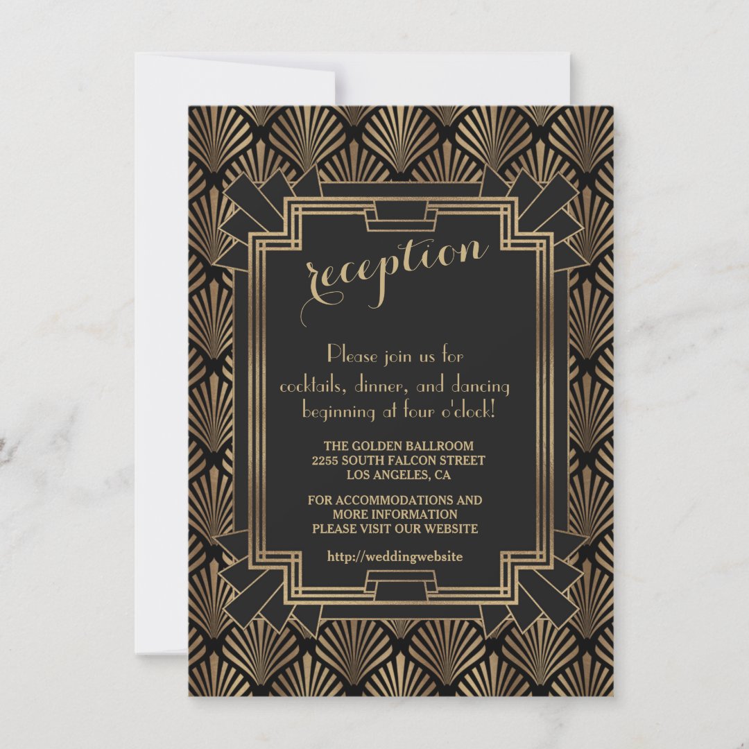 Glam Roaring 20's Great Gatsby 1920s Reception Invitation | Zazzle