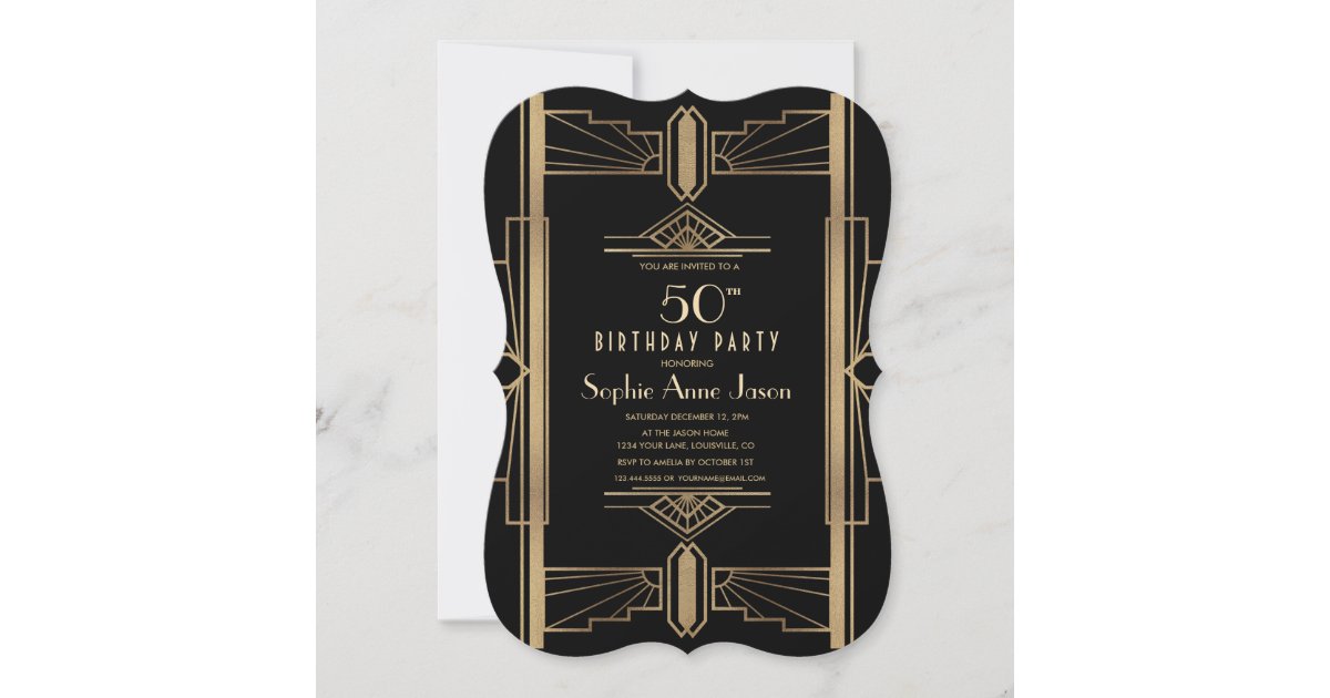 Glam Roaring 20s Great Gatsby 50th Birthday Party Invitation Zazzle