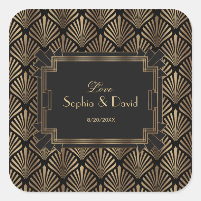 Glam Roaring 20's Great Gatsby Art Deco Wedding Square Sticker | Zazzle