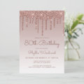 Glam Rose Gold 80th Birthday Party Invitation | Zazzle