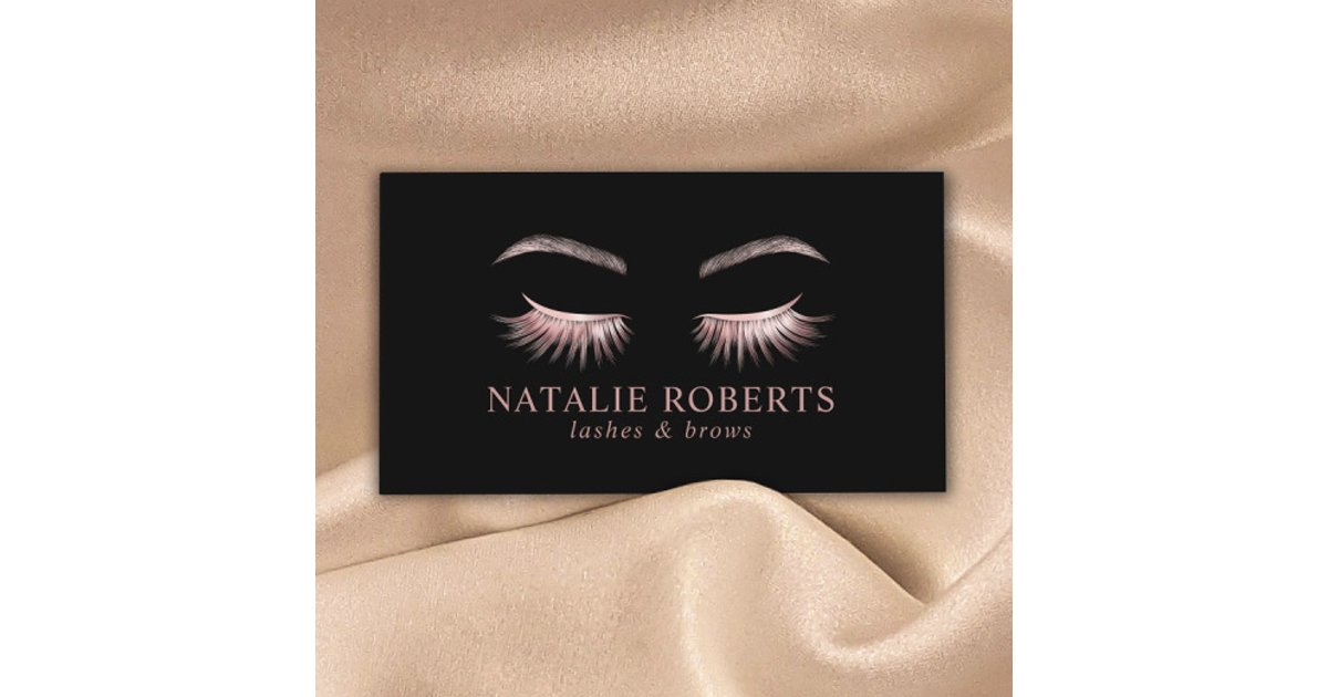 Glam Rose Gold Eyelash Extensions Beauty Salon Business Card | Zazzle