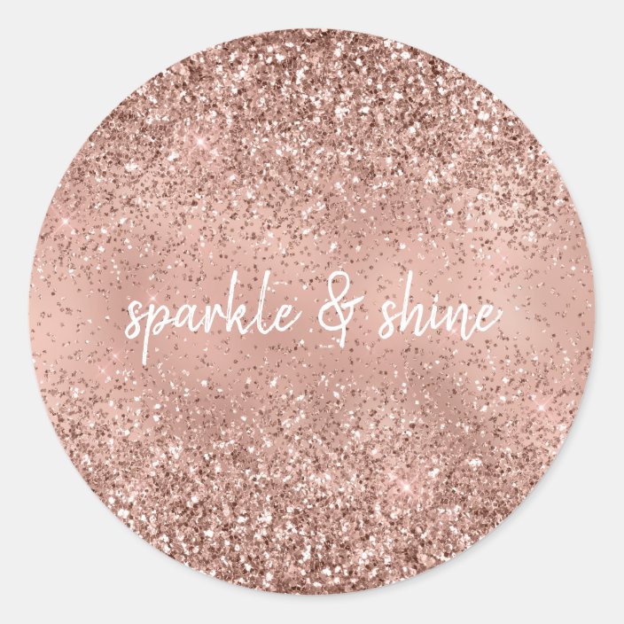 Glam Rose Gold Glitter Classic Round Sticker | Zazzle.com