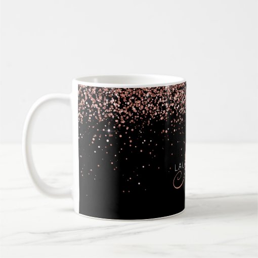 Glam Rose Gold Glitter Elegant Monogram Coffee Mug | Zazzle
