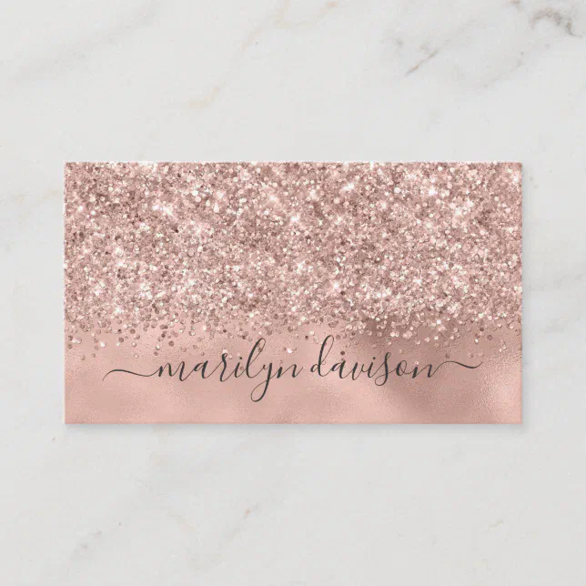 Glam Rose Gold Glitter Foil Design Profession Business Card | Zazzle