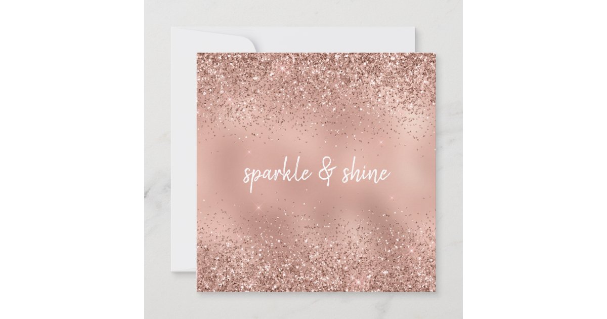 Glam Rose Gold Glitter Holiday Card | Zazzle