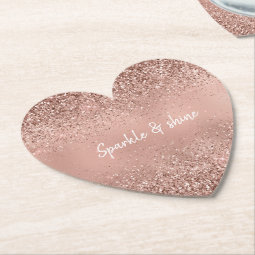 Glam Rose Gold Glitter Paper Coaster | Zazzle