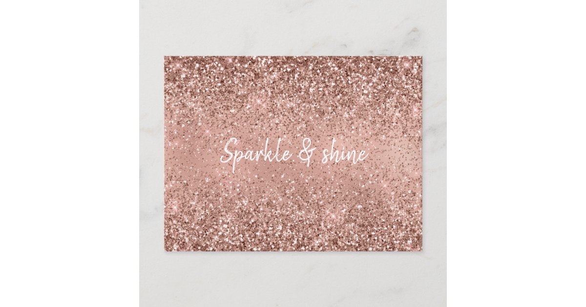 Glam Rose Gold Glitter Postcard | Zazzle