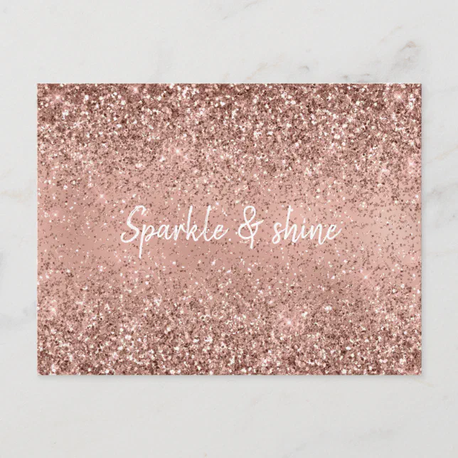 Glam Rose Gold Glitter Postcard | Zazzle