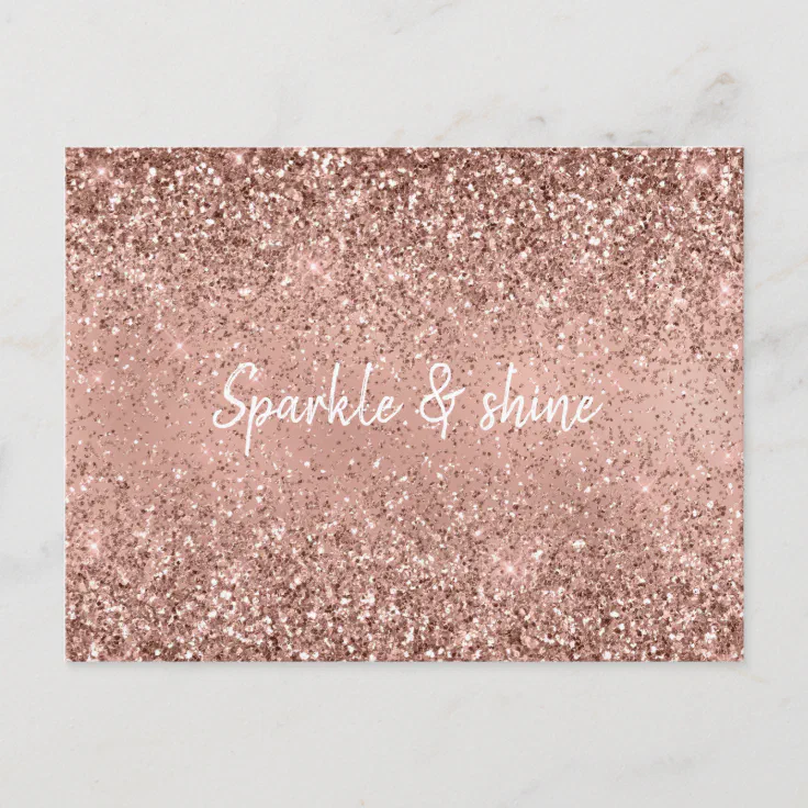 Glam Rose Gold Glitter Postcard | Zazzle