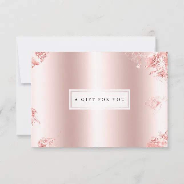 Glam Rose Gold Metallic Glitter Gift Certificate | Zazzle