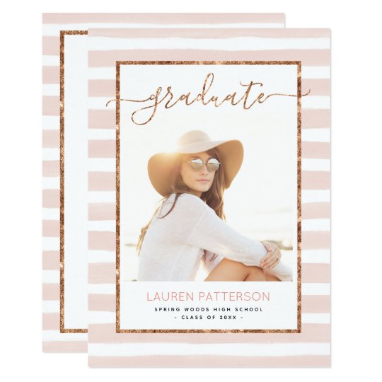 Glam Rose Gold Photo Graduation Party Invitation | Zazzle.com