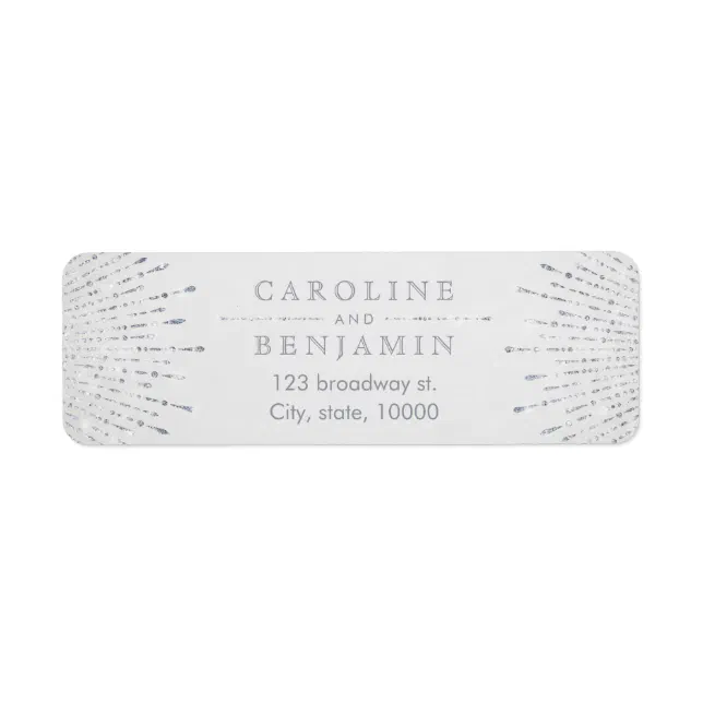 Glam silver glitter deco vintage return address label | Zazzle