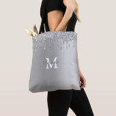 Glam Silver Glitter Personalized Monogram Tote Bag | Zazzle