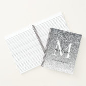 Glam Silver Gray Glitter Sparkle Elegant Monogram Notebook | Zazzle