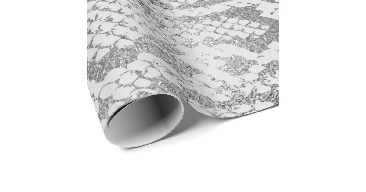 Glam Silver Gray Monochrom Python Snake Skin Vip Wrapping Paper | Zazzle