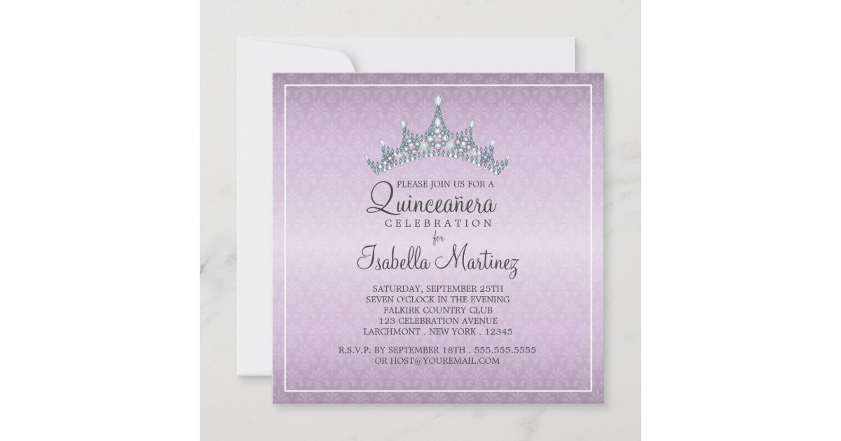 Glam Tiara Quinceanera Celebration Invitation | Zazzle