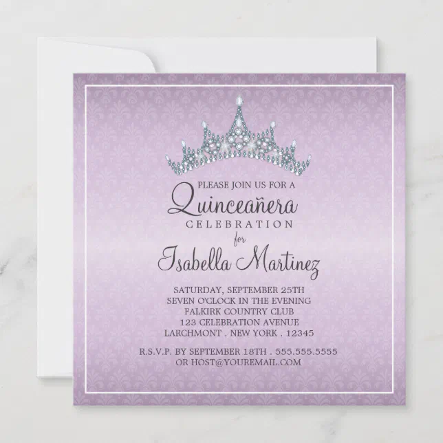 Glam Tiara Quinceanera Celebration Invitation | Zazzle