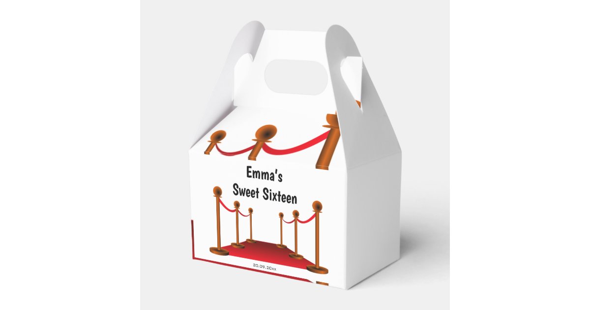 Glam White Red Carpet Sweet 16th Custom Party Favor Boxes | Zazzle