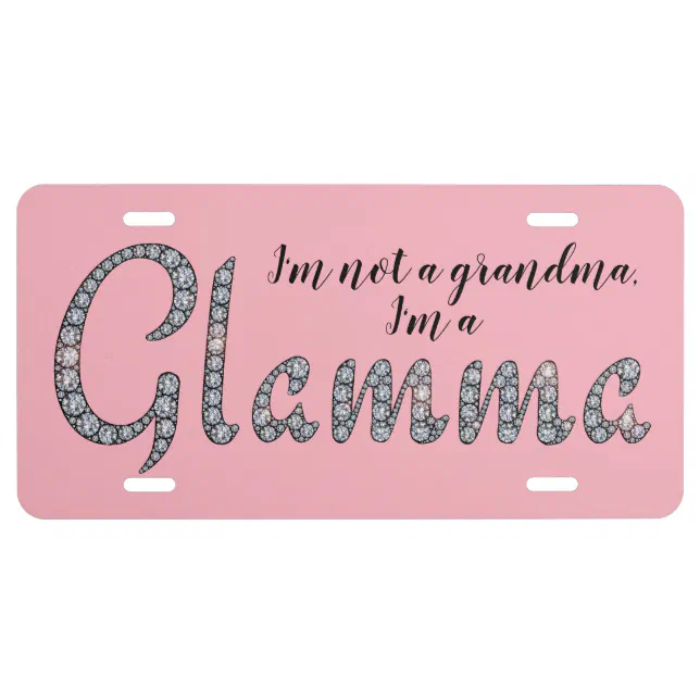 Glamma faux-bling rhinestones design license plate | Zazzle