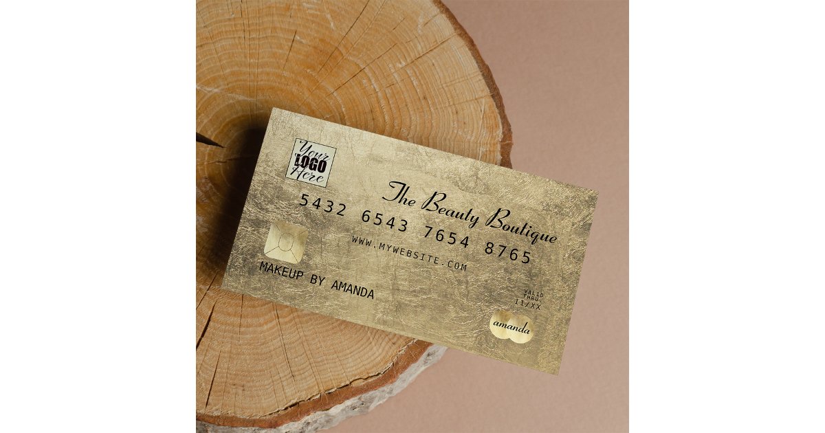 Glamor Elegant Black Gold Luxury Credit Card Logo | Zazzle