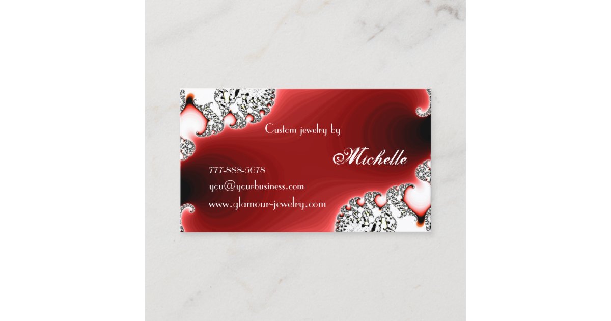 Glamor Sparkle Red Jewelry/Jewellery Designer Business Card | Zazzle