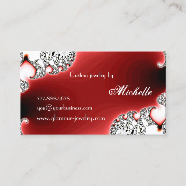 Glamor Sparkle Red Jewelry/Jewellery Designer Business Card | Zazzle
