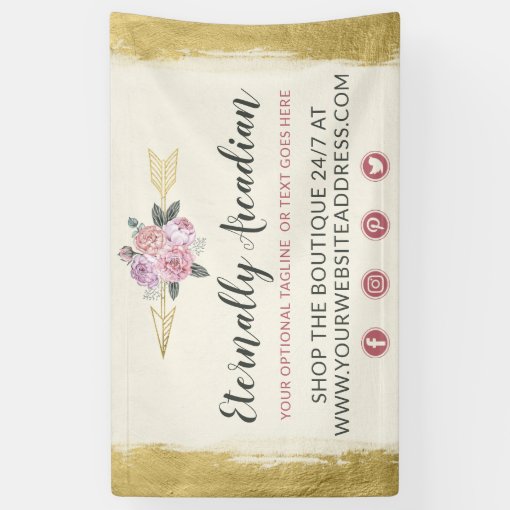 Glamorous Bohemian Floral Arrows Gold Boho Chic Banner | Zazzle