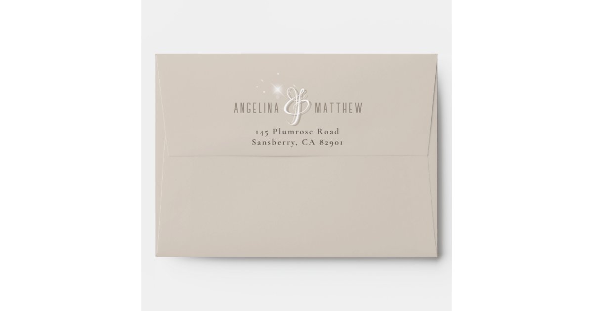 Glamorous Champagne Glitter Luxury Wedding Envelope | Zazzle