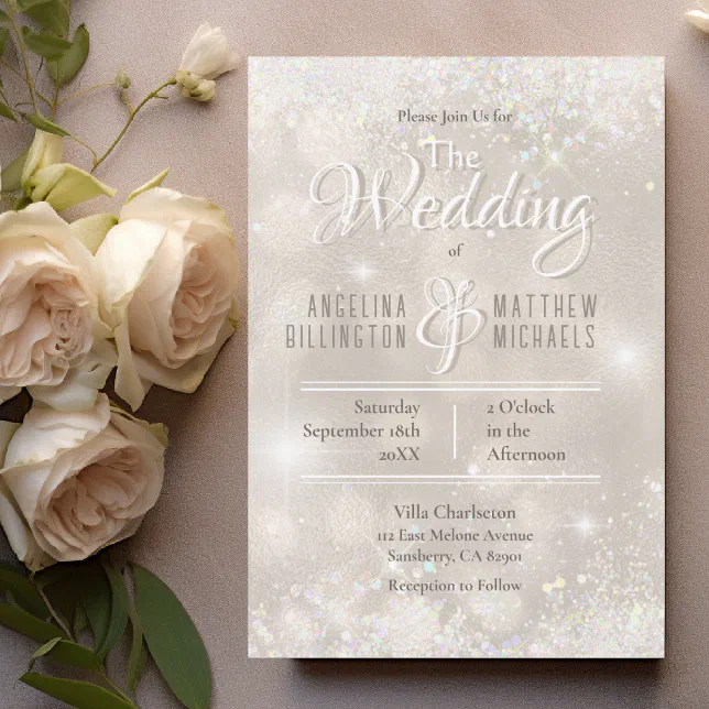 Glamorous Champagne Glitter Luxury Wedding Invitation | Zazzle