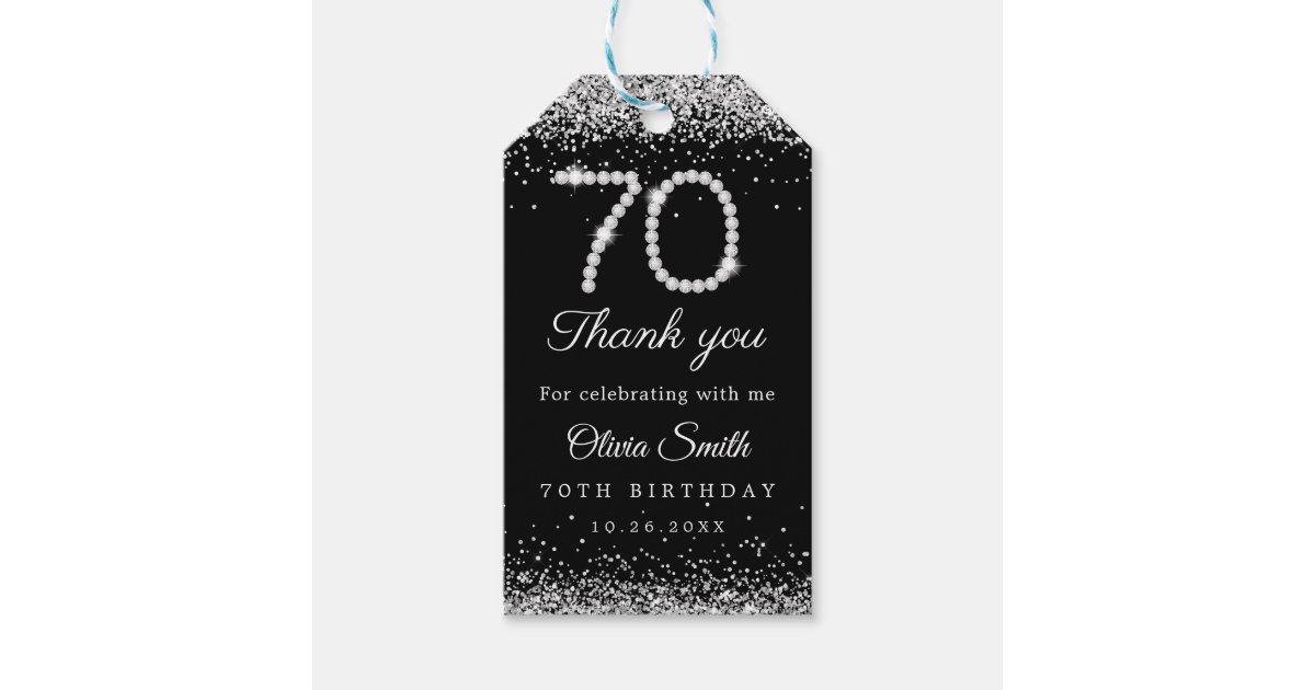 Glamorous Diamonds 70th Birthday Party Thank you Gift Tags | Zazzle