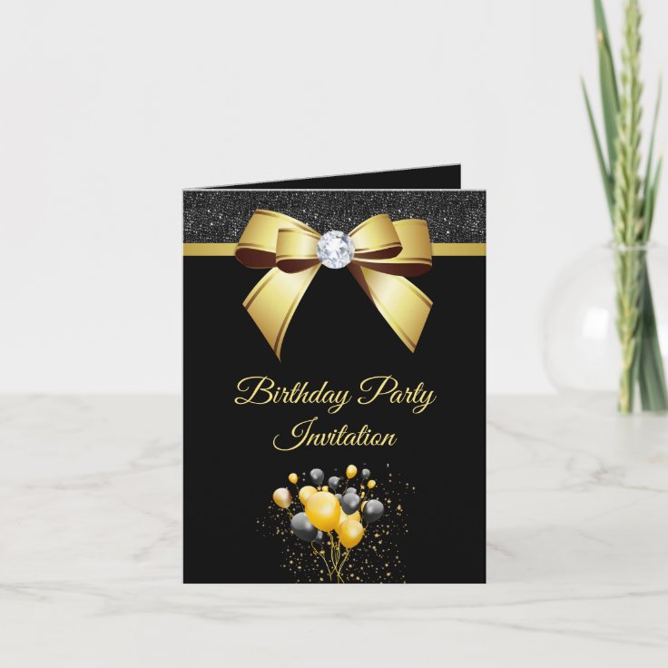 Glamorous Elegance Birthday Party Invitation | Zazzle