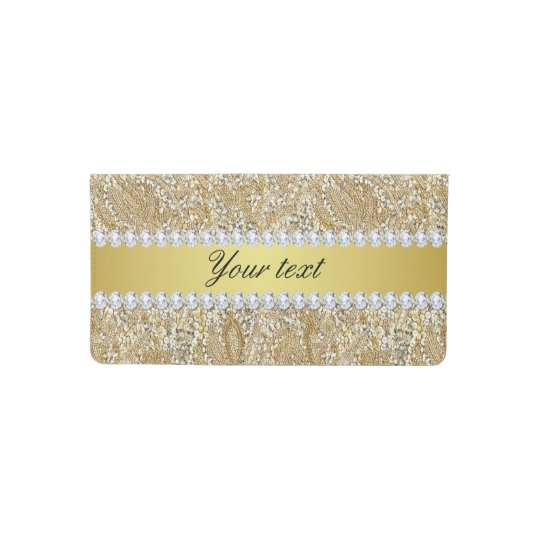 Glamorous Faux Gold Sequins and Diamonds Checkbook Cover | Zazzle.com