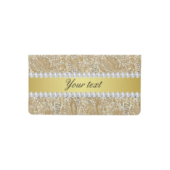 Glamorous Faux Gold Sequins and Diamonds Checkbook Cover | Zazzle.com