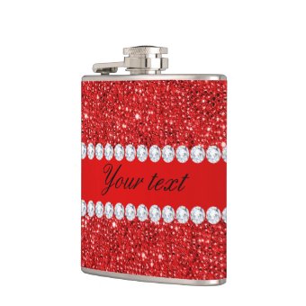 Glamorous Faux Red Sequins and Diamonds Flask | Zazzle