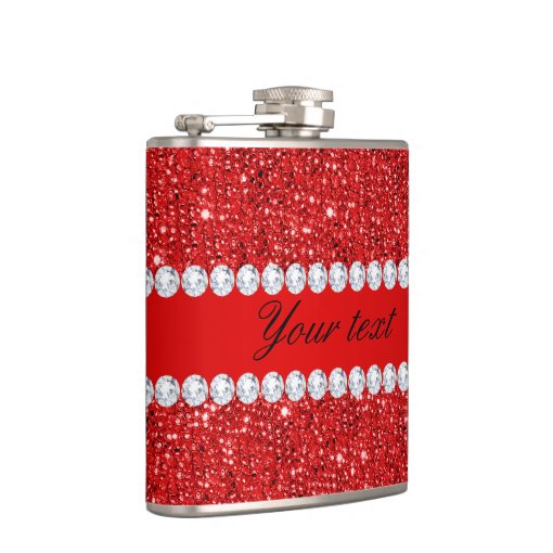 Glamorous Faux Red Sequins and Diamonds Flask | Zazzle