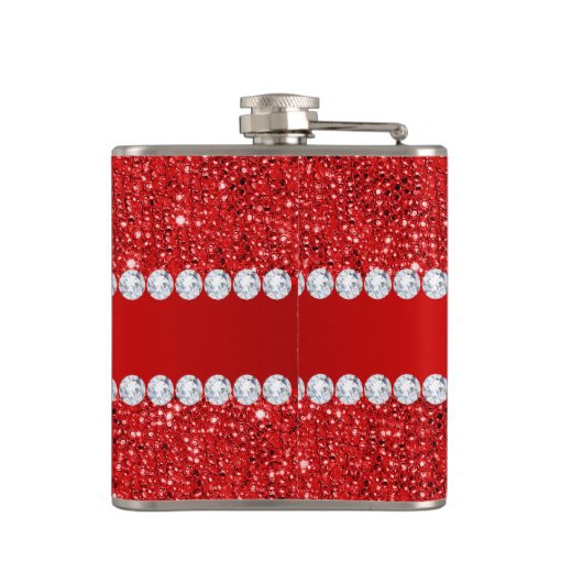 Glamorous Faux Red Sequins and Diamonds Flask | Zazzle
