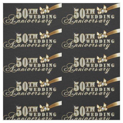 Glamorous Glitter 50th Wedding Anniversary Pattern Fabric | Zazzle