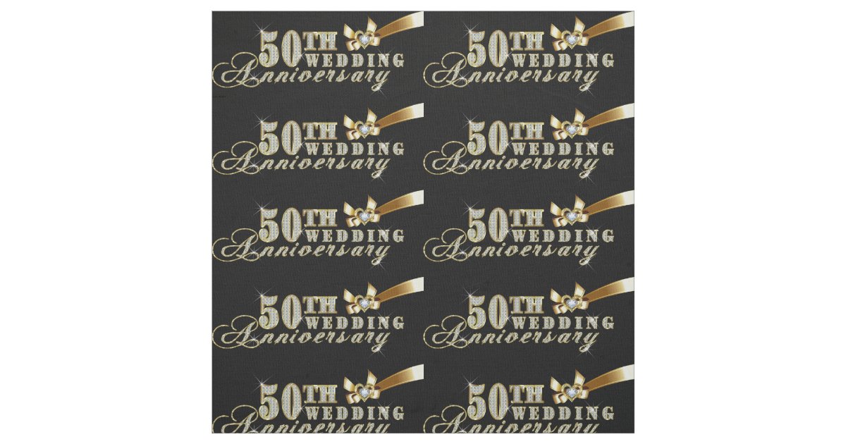 Glamorous Glitter 50th Wedding Anniversary Pattern Fabric | Zazzle