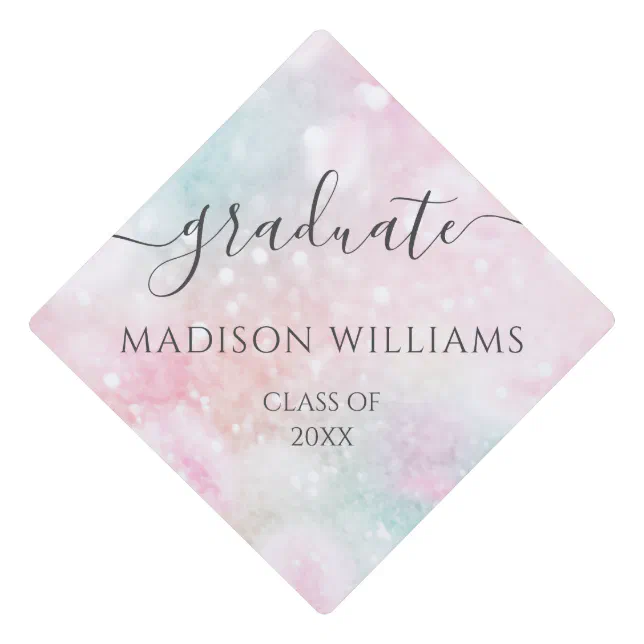 Glamorous Glitter Pink Pretty Pattern Graduation Cap Topper | Zazzle