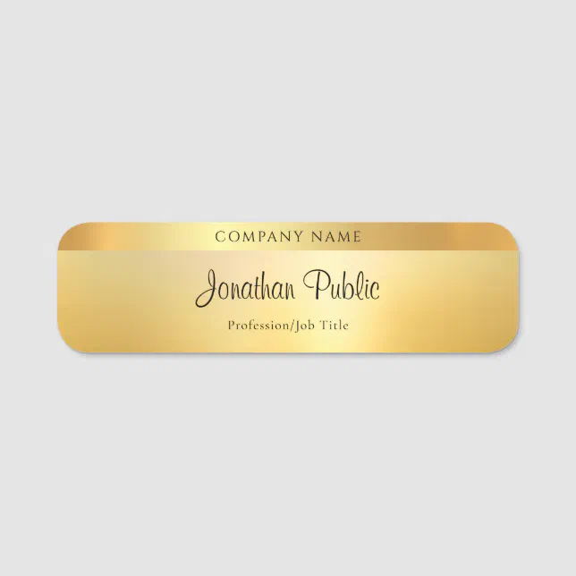 Glamorous Gold Elegant Hand Script Name Template Name Tag | Zazzle