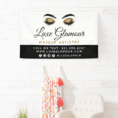 Glamorous Gold Eye Lashes Brows Beauty Bar Signage Banner | Zazzle