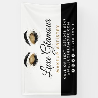Glamorous Gold Eye Lashes Brows Beauty Bar Signage Banner | Zazzle