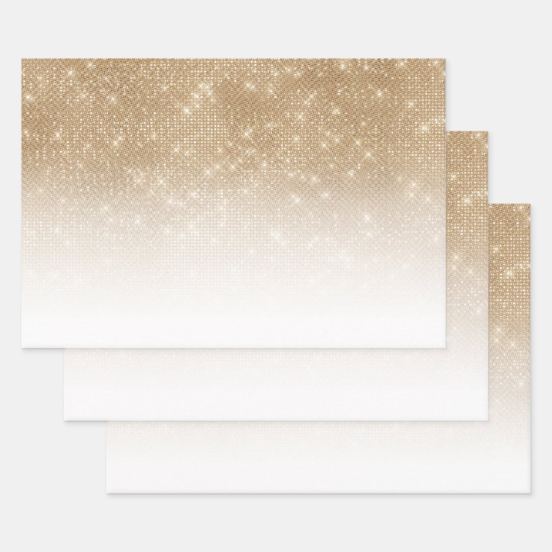 Glamorous Gold Glitter Sequin Ombre Gradient Wrapping Paper Sheets | Zazzle