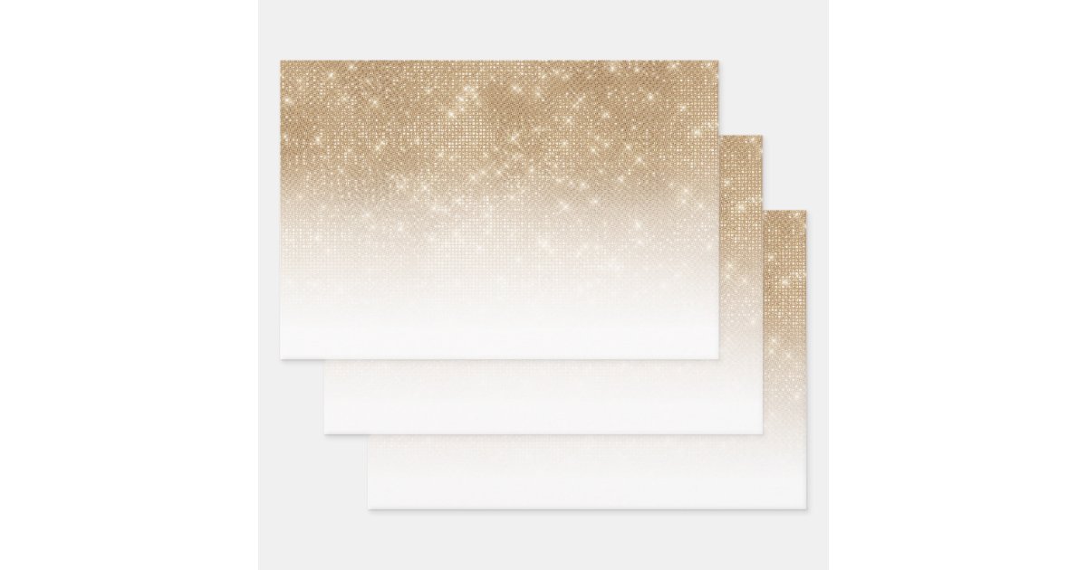 Glamorous Gold Glitter Sequin Ombre Gradient Wrapping Paper Sheets | Zazzle
