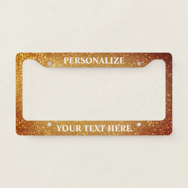 Glamorous gold glitter sparkle custom license plate frame | Zazzle